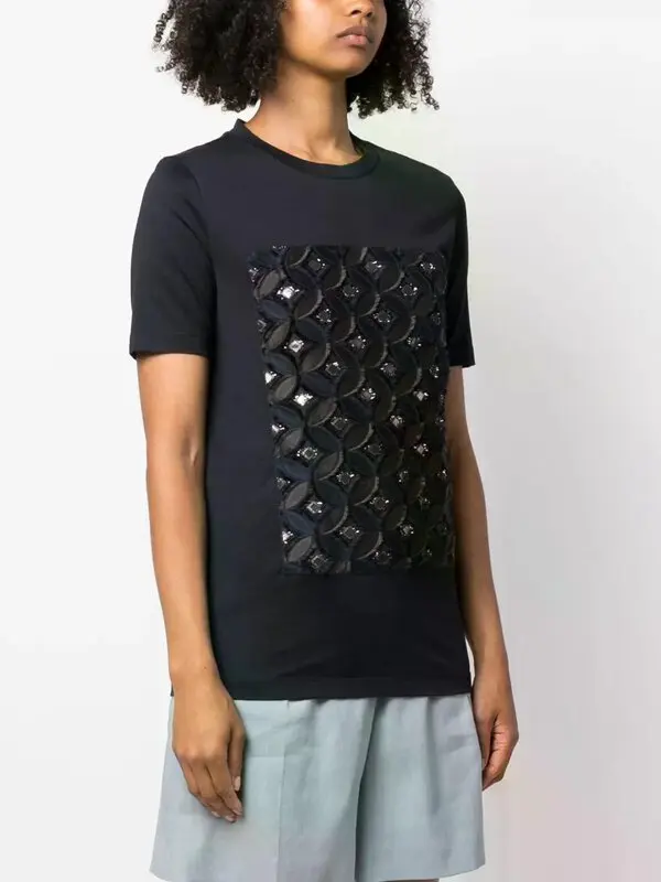 Fabiana Filippi Jacquard Embellished Crew Neck T-shirt