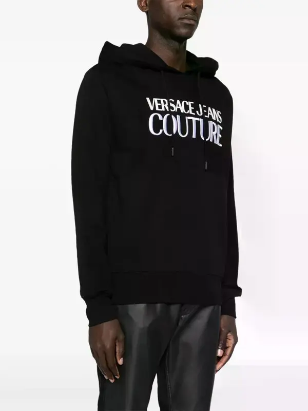 Versace Logo Embroidered Cotton Hoodie