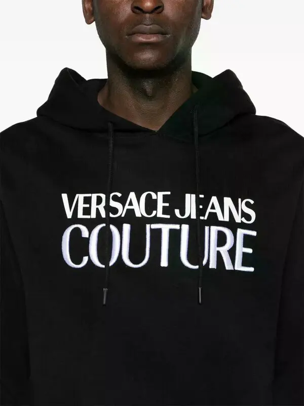 Versace Logo Embroidered Cotton Hoodie