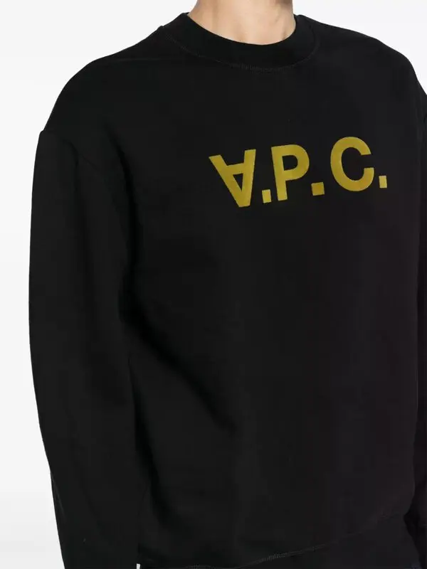 A.p.c. Devoré Effect Logo-print Crewneck Sweatshirt - Black