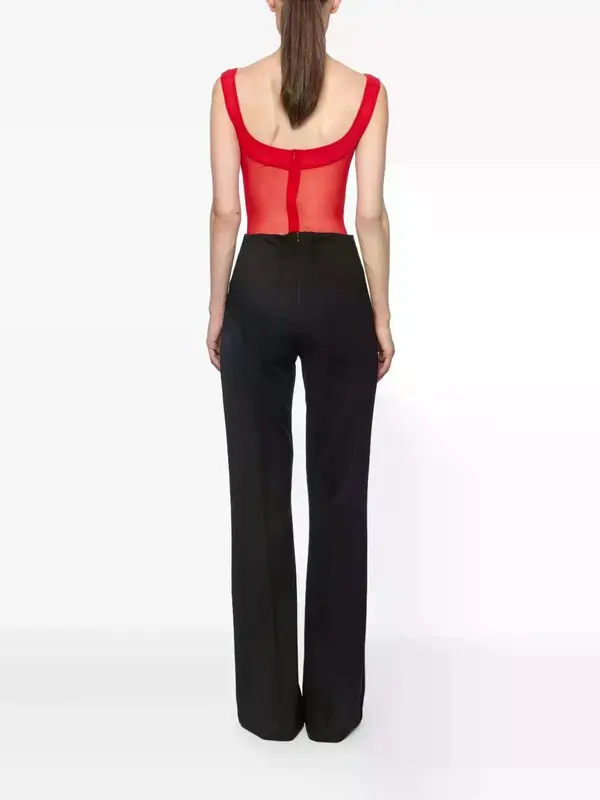 ATU BODY COUTURE Sleeveless Square Neck Mesh Bodysuit - Red