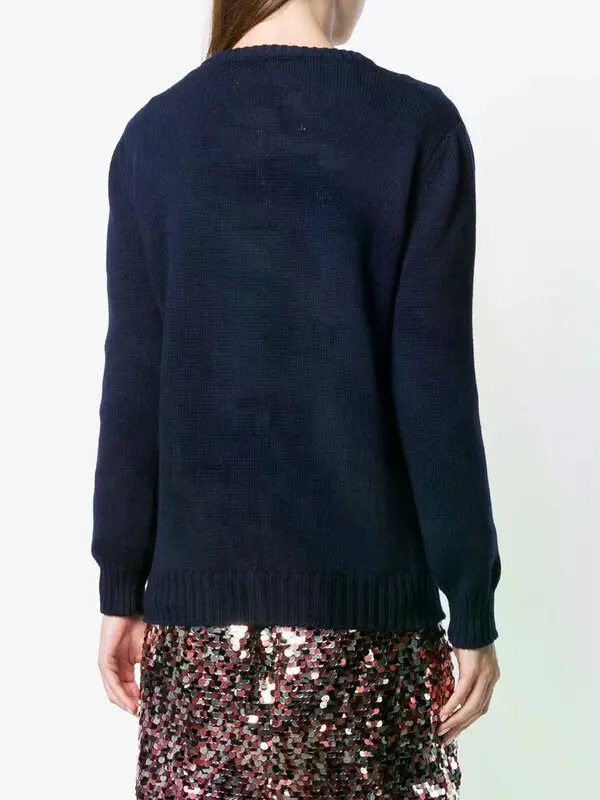 Alberta Ferretti Intarsia-knit Logo Crew Neck Jumper