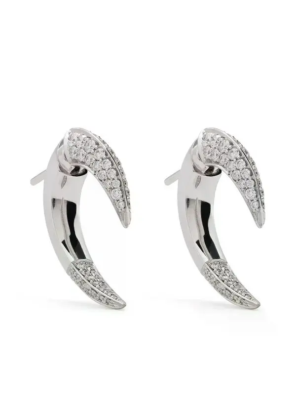 SHAUN LEANE 18kt White Gold Pavé Diamond Talon Earrings - Silver