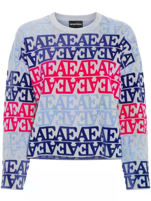 Emporio Armani Logo-flocked Sweater - Blue