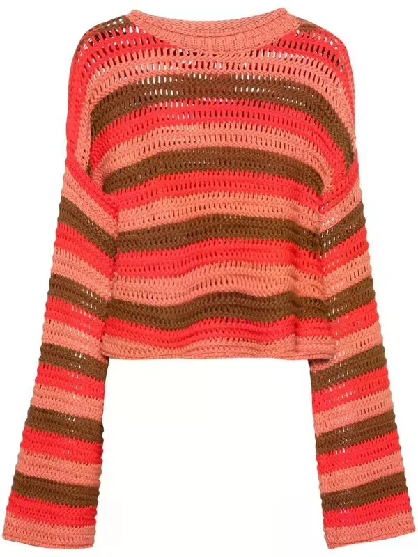 La DoubleJ Bell-sleeve Striped Jumper - Red