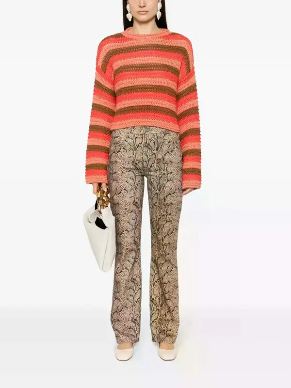 La DoubleJ Bell-sleeve Striped Jumper - Red