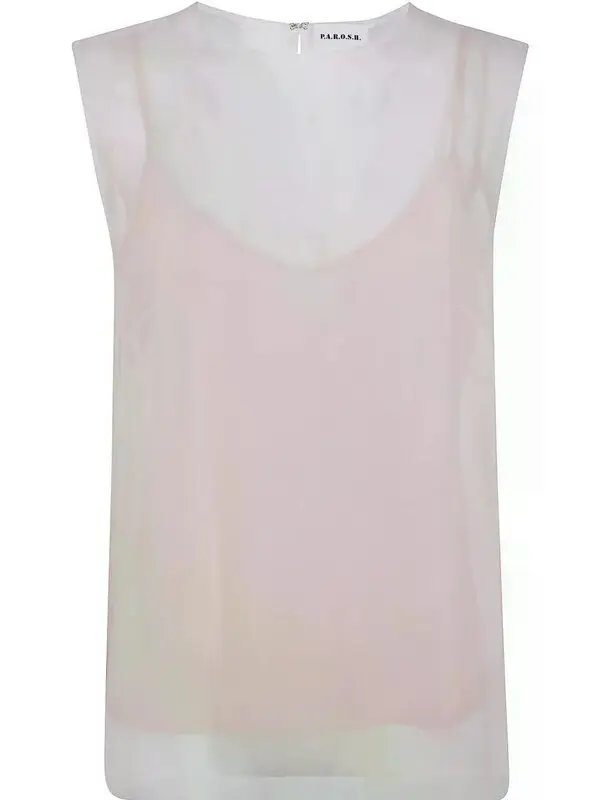 P.a.r.o.s.h Sleeveless Semi-sheer T-shirt - Neutrals