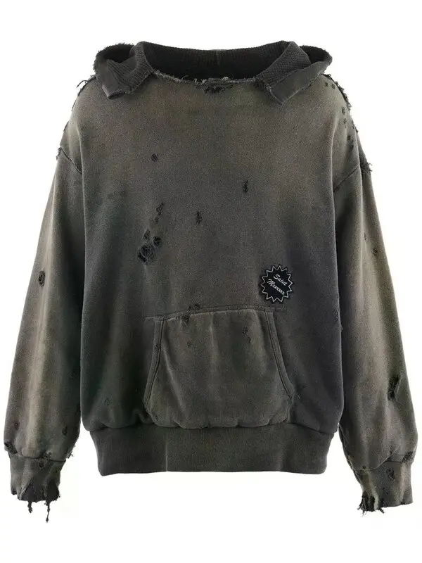 SAINT MXXXXXX Distressed Hooded Sweatshirt