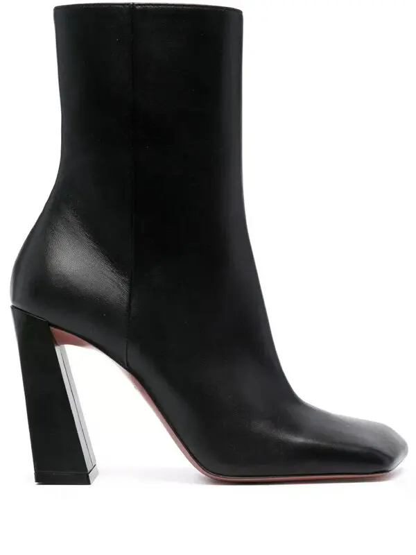 Amina Muaddi Marine 100mm Leather Ankle Boots