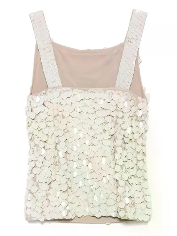 P.a.r.o.s.h Sleeveless Square Neck Top With Sequin Embellishment