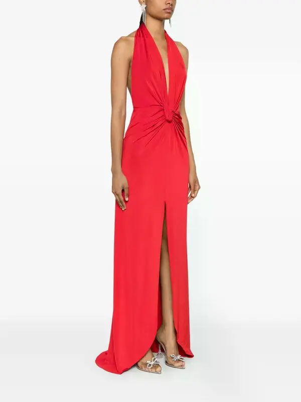 NISSA Halterneck Plunge Maxi Dress - Red