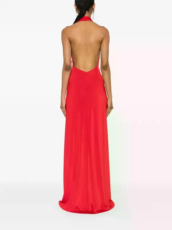 NISSA Halterneck Plunge Maxi Dress - Red