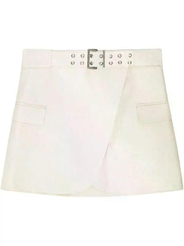 GANNI Belted Mini Skirt - Neutrals