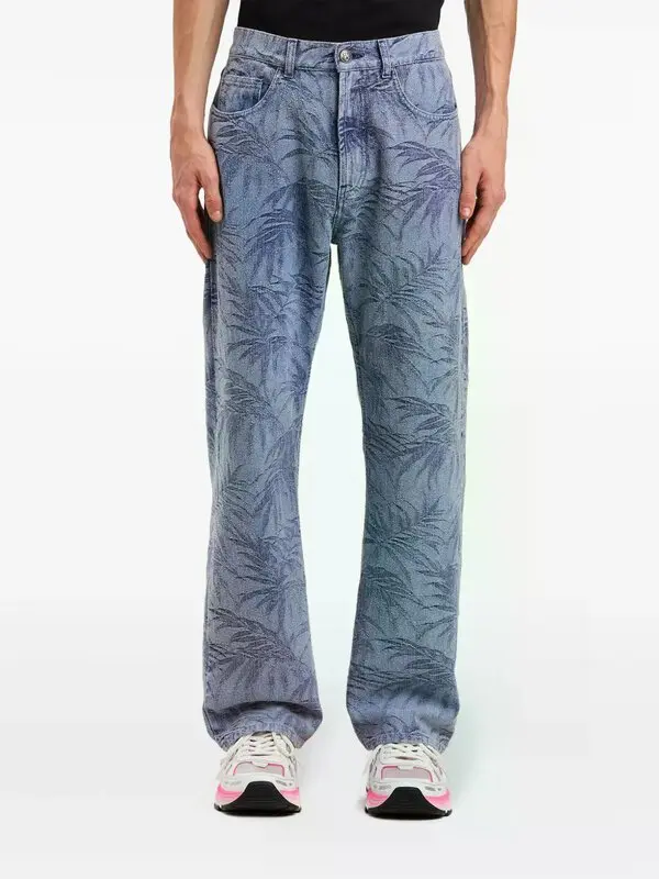 Palm Angels Palm Tree Print Straight-leg Jeans