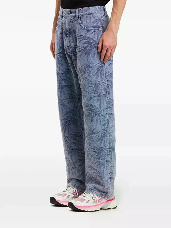 Palm Angels Palm Tree Print Straight-leg Jeans