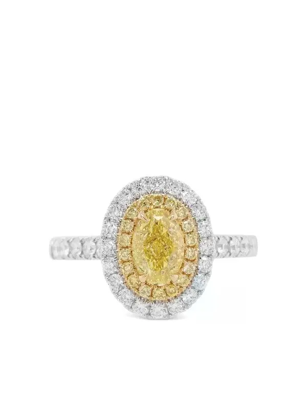 HYT JEWELRY 18kt White Gold Oval Diamond Solitaire Ring - Yellow