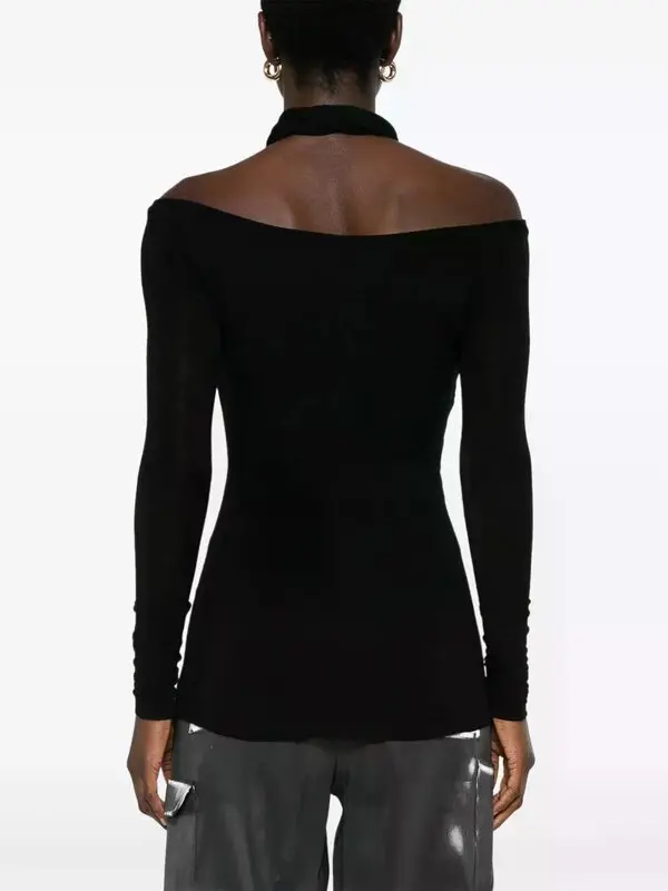 MANURI Double Layer Halterneck Off-shoulder Blouse