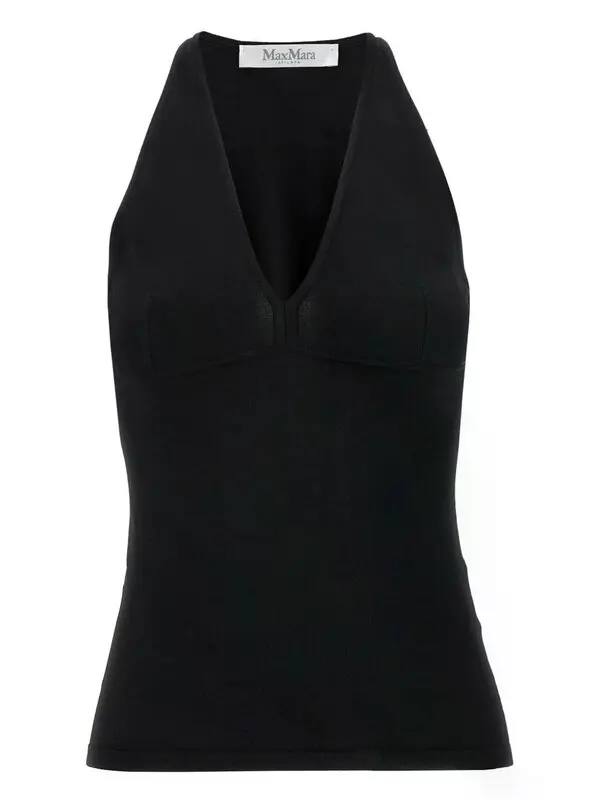 Max Mara Sleeveless V-neck Top - Black