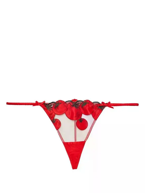 FLEUR DU MAL Pomodoro Embroidered V-string - Red