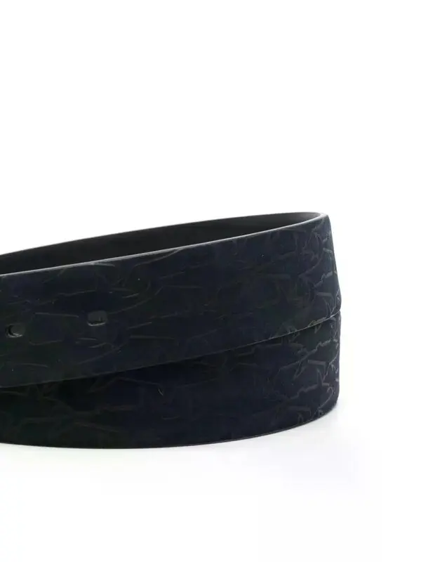 Paul & Shark Logo Debossed Leather Belt