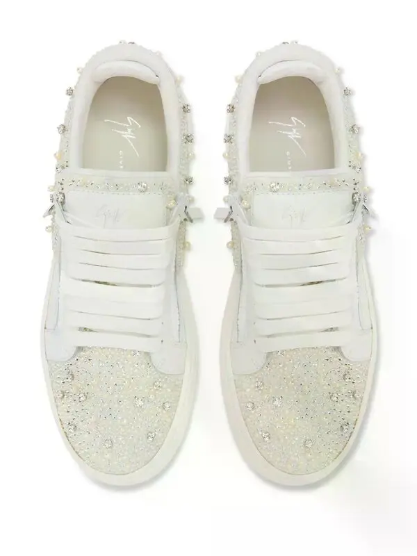 GIUSEPPE ZANOTTI Frankie Crystal-encrusted Double-zip Low-top Sneakers