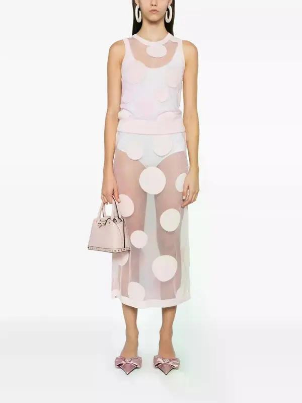 Viktor & Rolf Polka Dot Midi Skirt - Pink