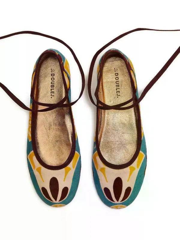 La DoubleJ Velvet Ballerina Shoes With Ankle Tie Fastening