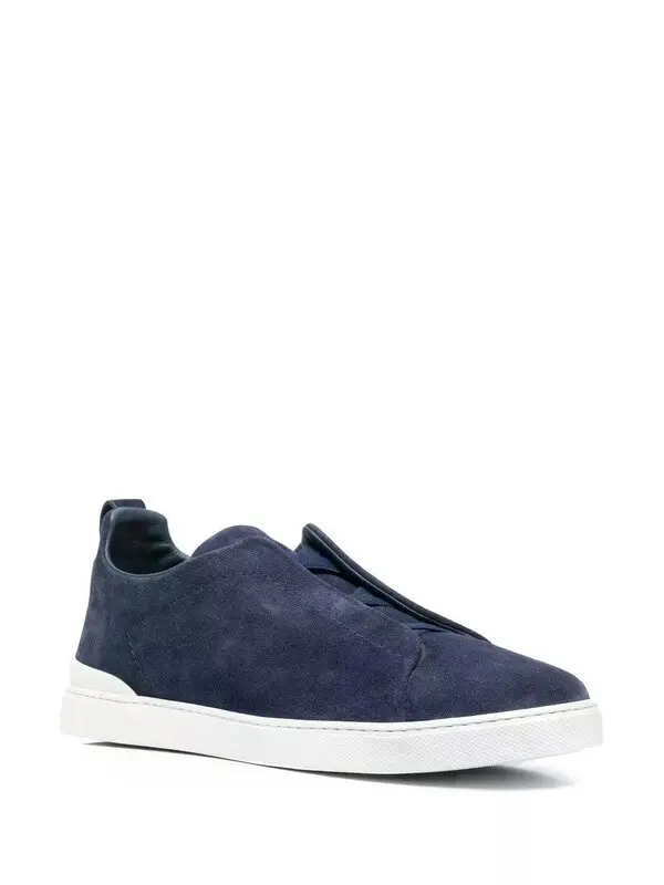 Zegna Triple Stitch Suede Slip-ons - Blue