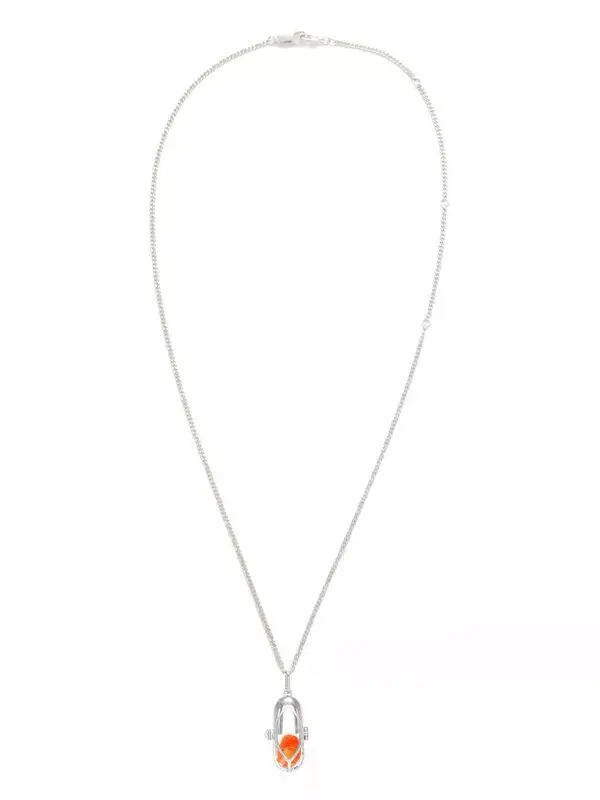 CAPSULE ELEVEN Carnelian Statement Pendant Necklace - Silver