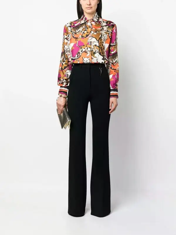Roberto Cavalli High-waist Flared Wool Trousers