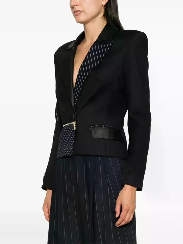 MITILIANE COUTURE Panelled Blazer With Peak Lapels And Leather Trim