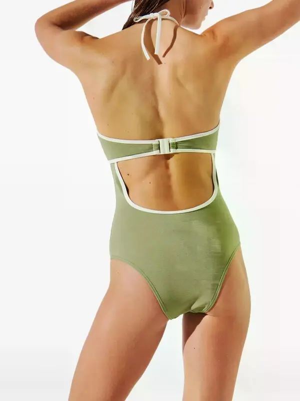 Karl Lagerfeld Halterneck One Piece Swimsuit With Cut-out Detail - Green
