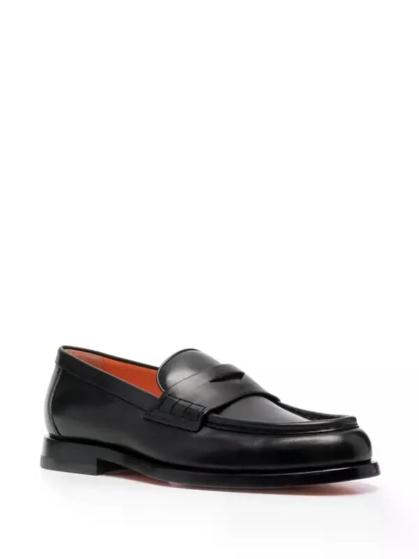 Santoni Flat Leather Loafers