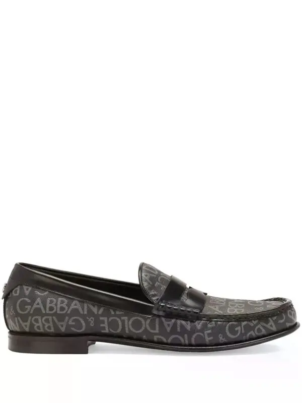 Dolce & Gabbana Logo-print Calf Leather Loafers - Black