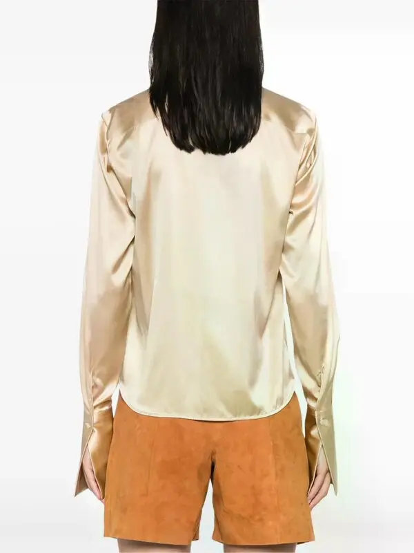 Ermanno Scervino Silk Blend Satin Shirt With Pussy-bow Collar