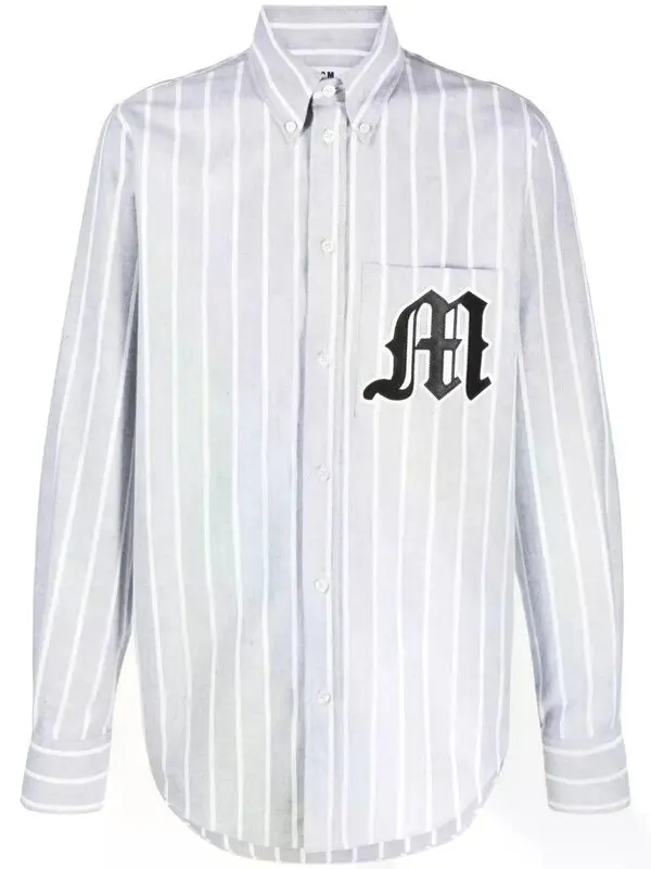 MSGM Logo-appliqué Striped Cotton Shirt