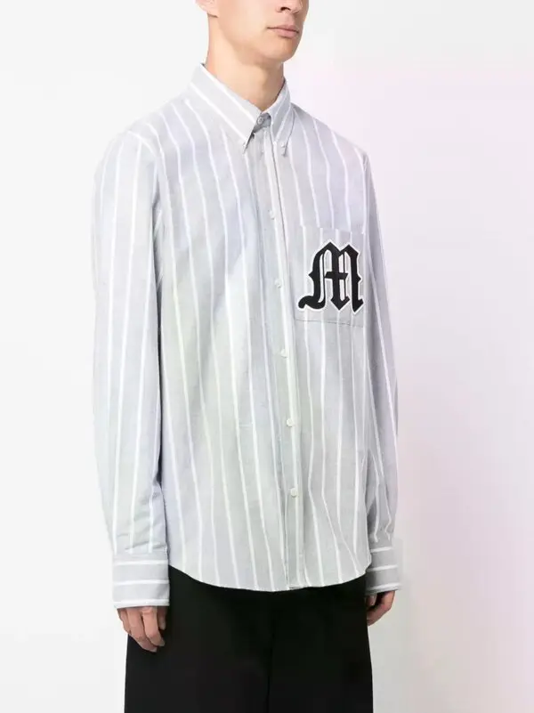 MSGM Logo-appliqué Striped Cotton Shirt
