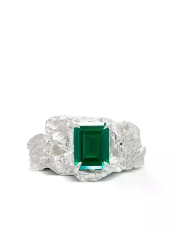 LOVENESS LEE Shimeji Ring With Emerald - Silver