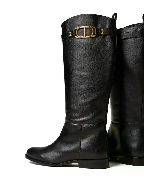 TWINSET Oval T Leather Boots