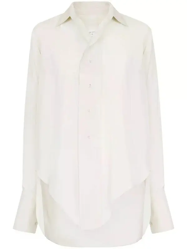 MAISON MARGIELA Long-sleeve Shirt With Signature Four-stitch Logo - Neutrals