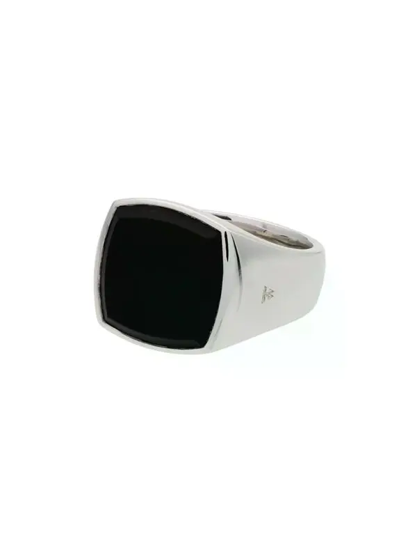 Tom Wood Cushion Onyx Sterling Signet Ring - Silver