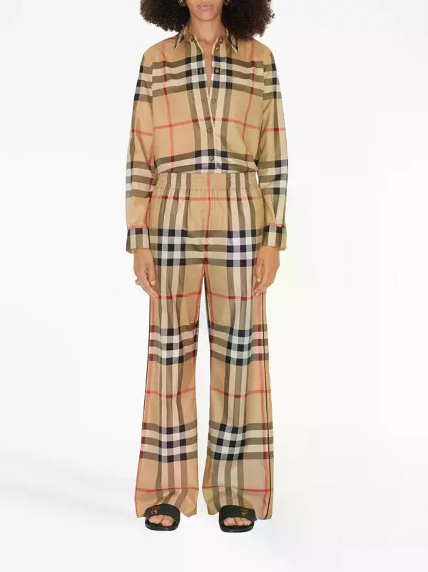 Burberry Vintage Check Flared Cotton Trousers