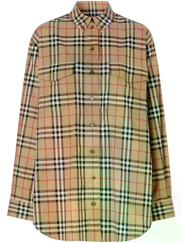Burberry Check Cotton Shirt - Neutrals