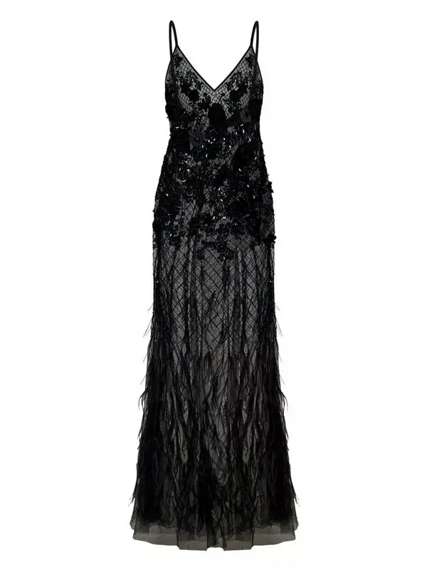 ROOM76 Embellished Feather Gown