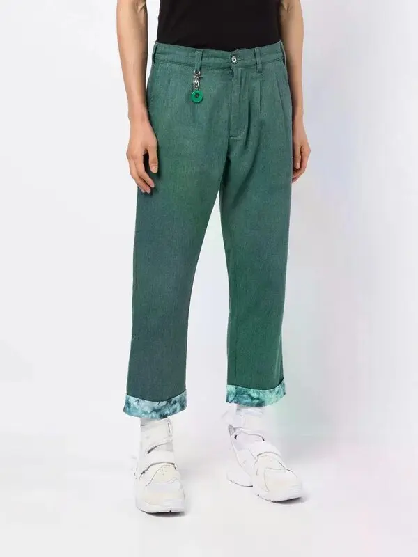 CLOT Teal Cotton Tie-dye Turn-up Straight Leg Trousers