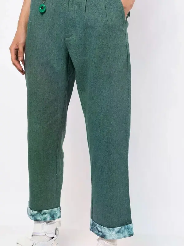 CLOT Teal Cotton Tie-dye Turn-up Straight Leg Trousers