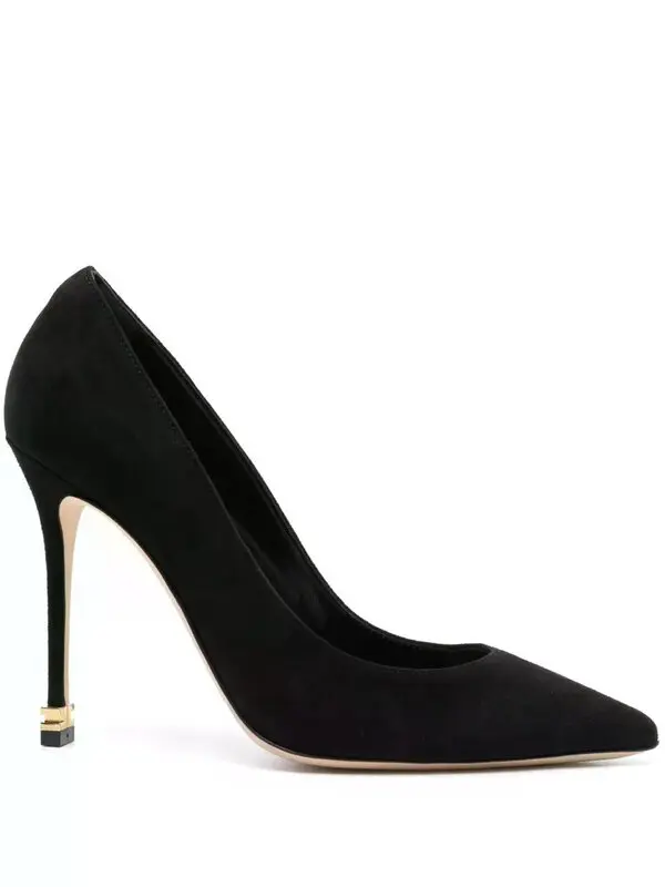 Elisabetta Franchi 105mm Suede Stiletto Pumps With Metal Logo Detail - Black