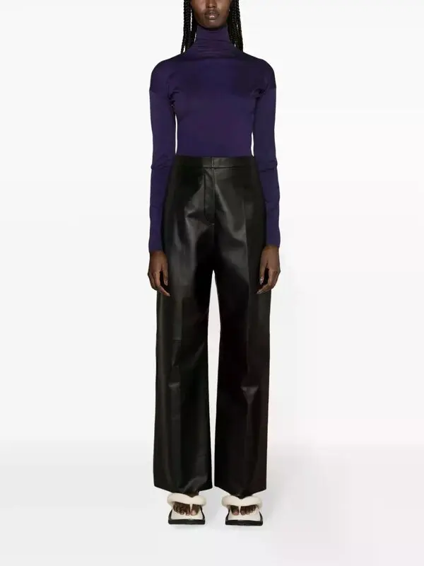 Fabiana Filippi Wide-leg Leather Trousers - Black
