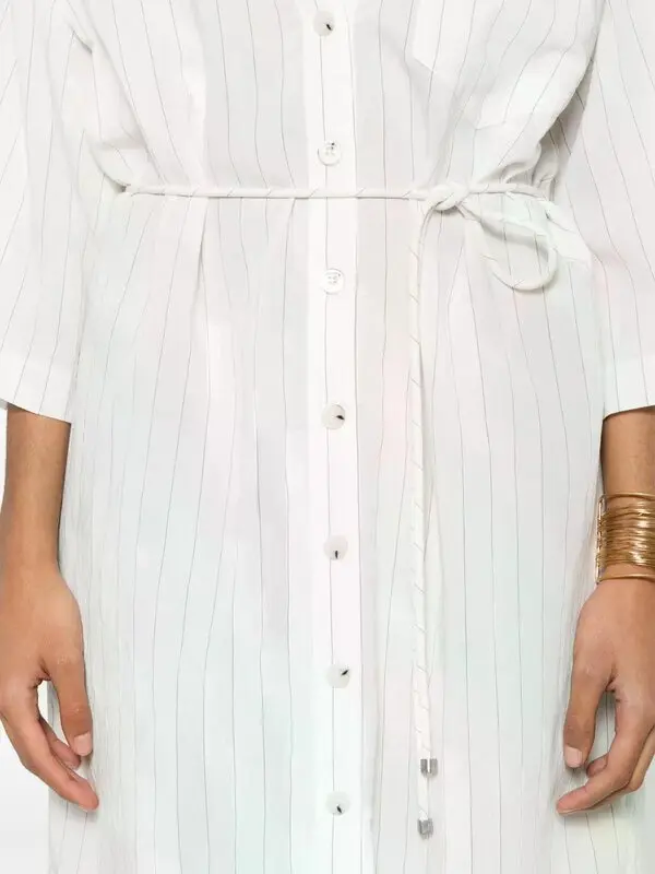 Nanushka Striped Shirt Dress With Detachable Belt - White