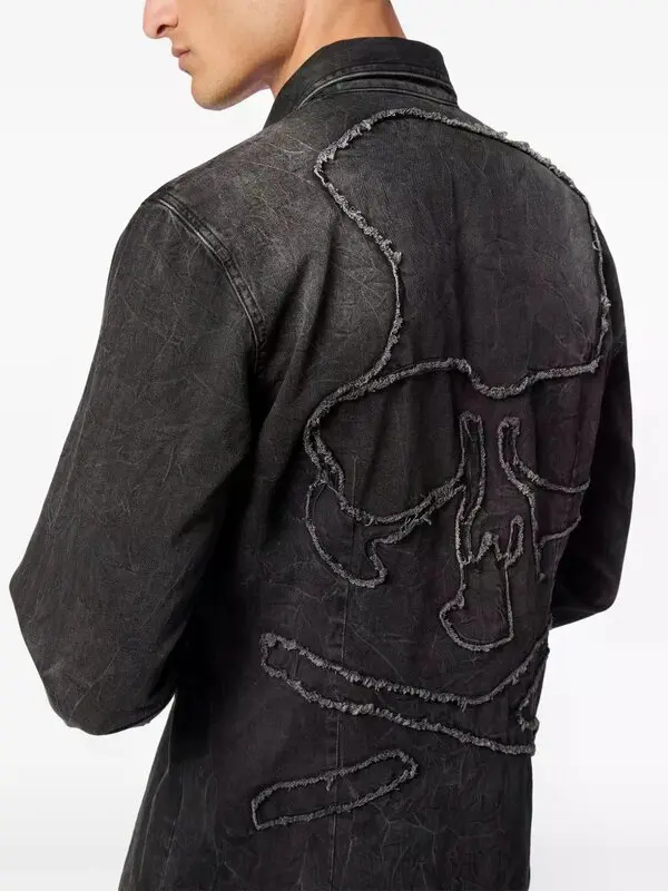 Philipp Plein Skull & Bones Denim Shirt
